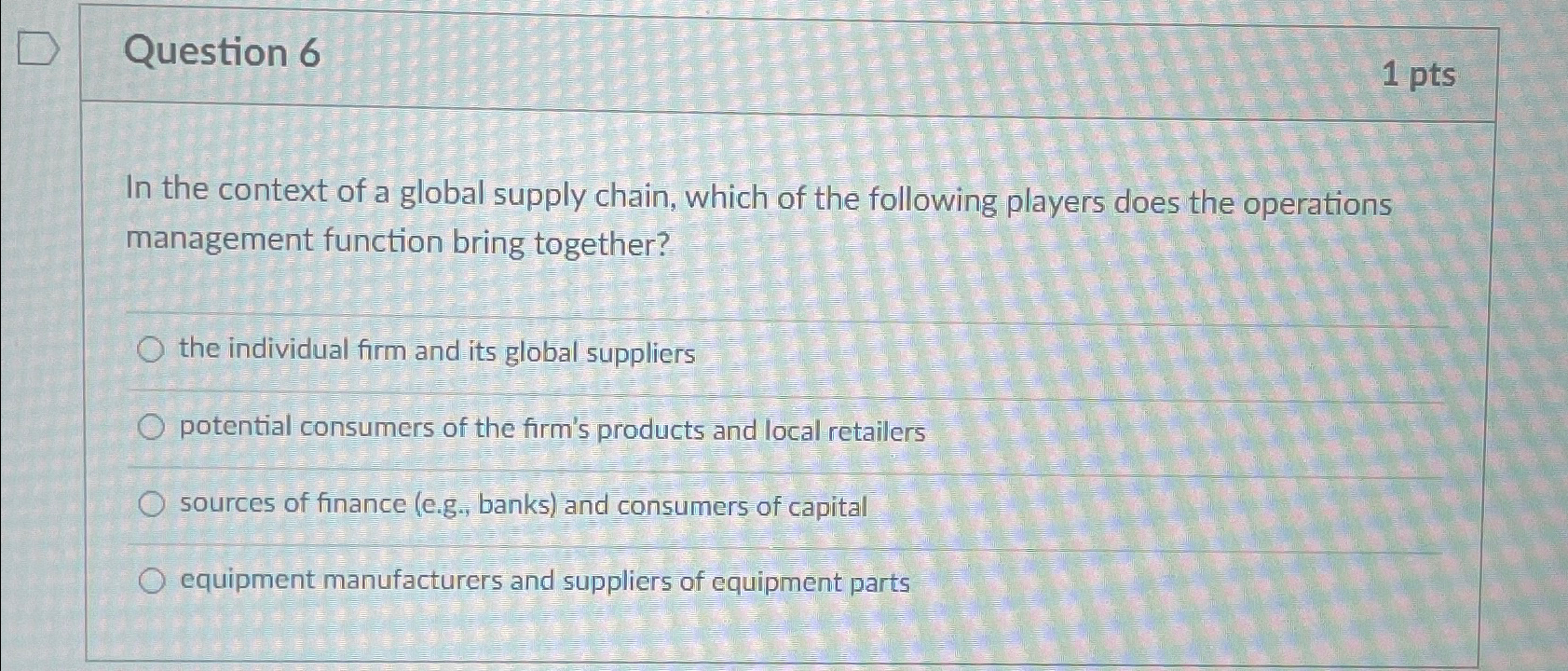 Solved Question 61 ﻿ptsIn the context of a global supply | Chegg.com