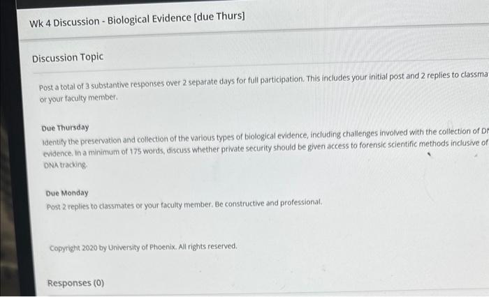 Post a total of 3 substantive responses over 2 | Chegg.com