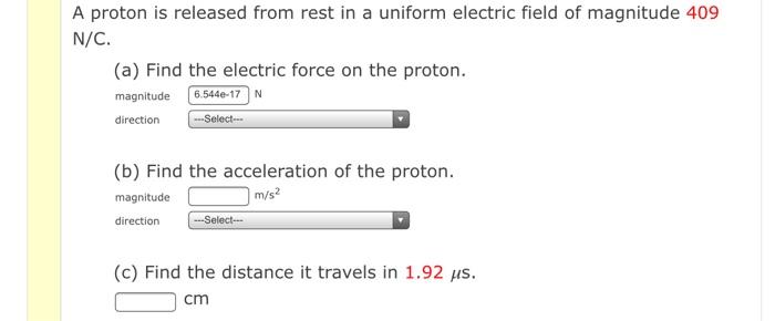 Solved A proton is released from rest in a uniform electric | Chegg.com