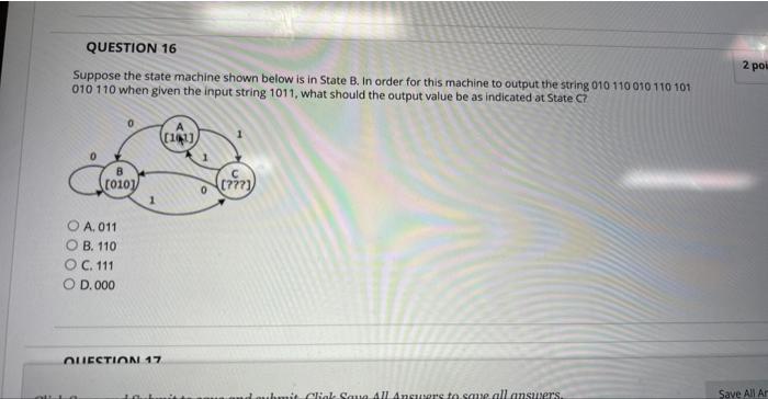 Solved Suppose The State Machine Shown Below Is In State B 