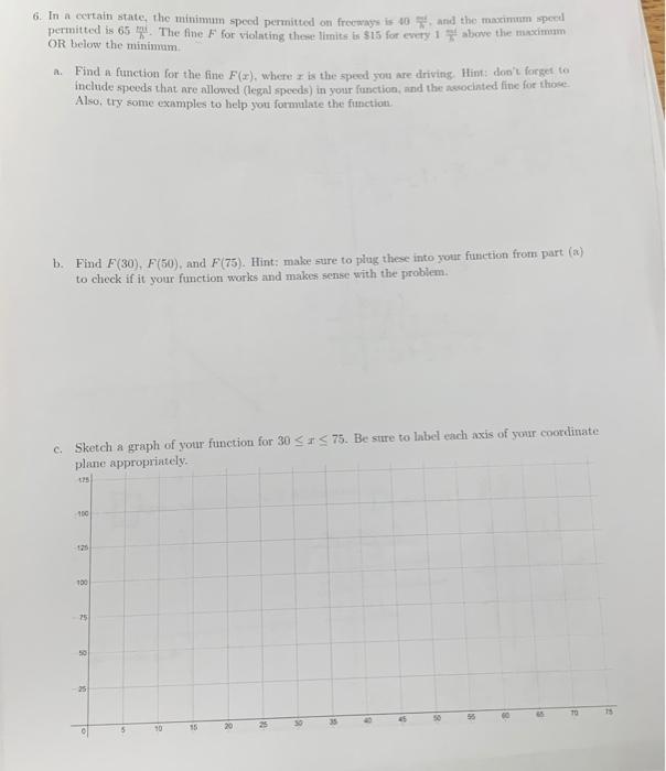 Solved 6. In a certain state the minimum speed permitted on | Chegg.com