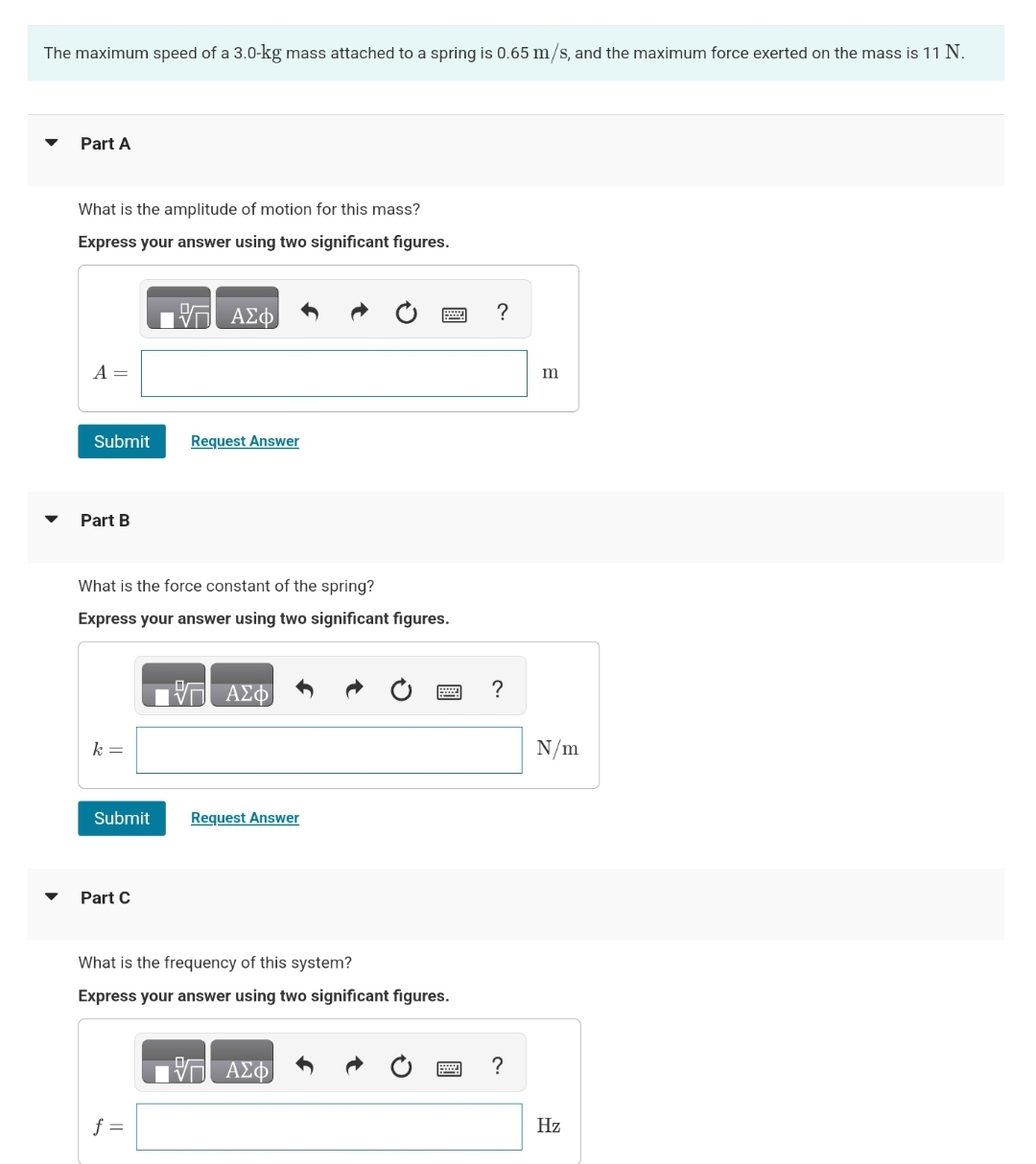 Solved The maximum speed of a 3.0-kg ﻿mass attached to a | Chegg.com