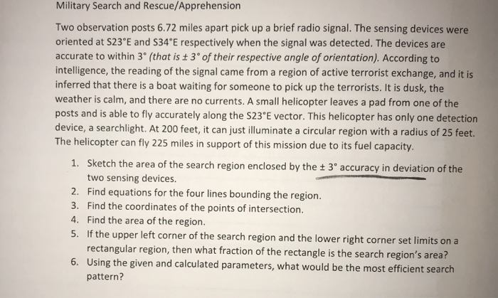Solved Military Search and Rescue/Apprehension Two | Chegg.com