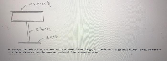 Solved H55 10x2x30 R 3/8x12 R'x8 An I shape column is built | Chegg.com
