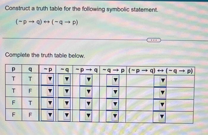 Solved Construct a truth table for the following symbolic | Chegg.com