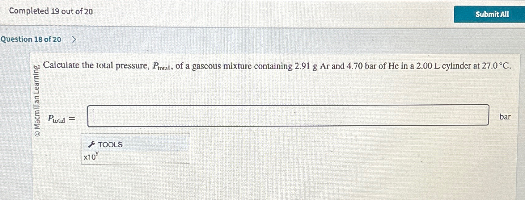 Solved Completed 19 ﻿out of 20Question 18 ﻿of 20 ﻿bar& | Chegg.com