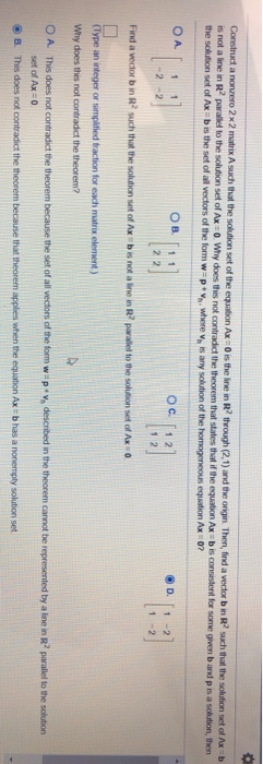 Solved Construct a nonzero 2 x 2 matrix A such that the | Chegg.com