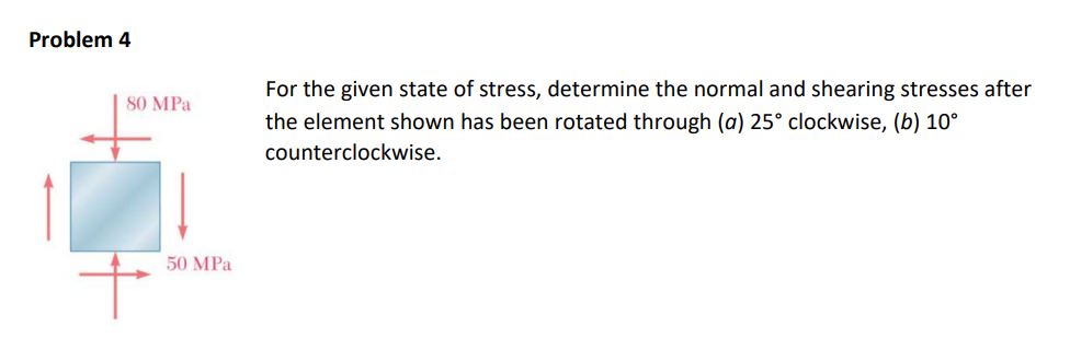 Solved Please solve using and drawing Mohr's Circle. Problem | Chegg.com