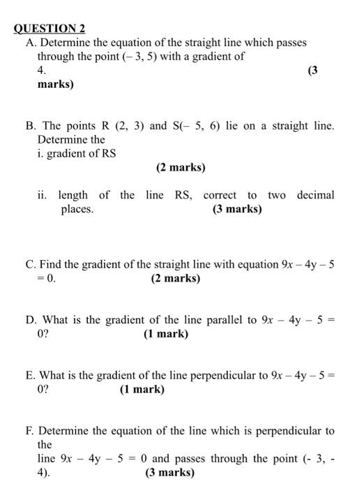 Solved QUESTION 2 A. Determine the equation of the straight | Chegg.com
