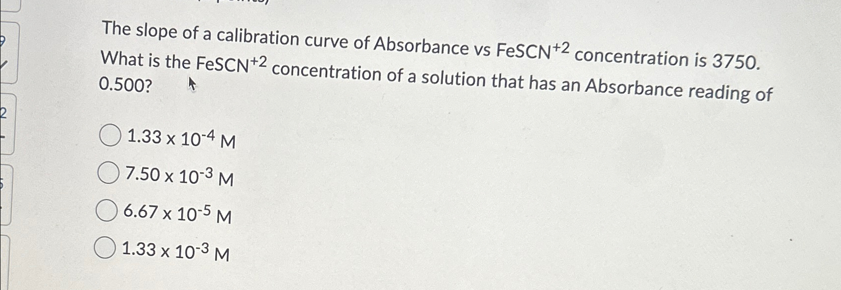 Solved The slope of a calibration curve of Absorbance vs | Chegg.com