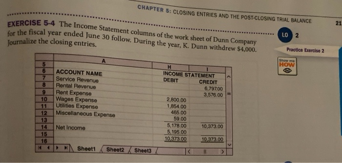 Solved EXERCISE 5-4 The Income Statement columns of the work | Chegg.com