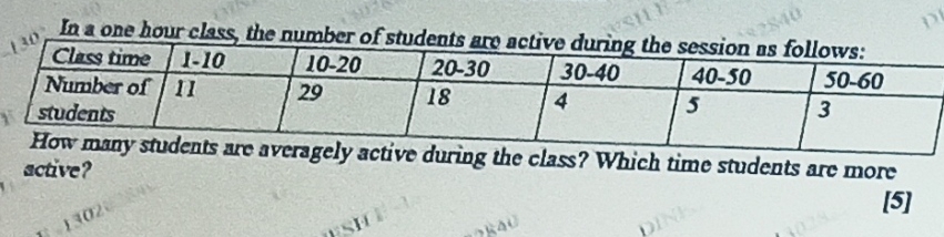 Solved In a one hour class, the number of students are | Chegg.com