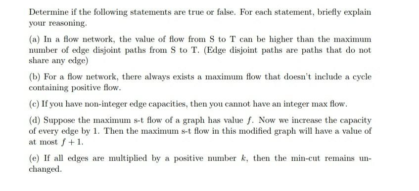 Solved Determine if the following statements are true or | Chegg.com