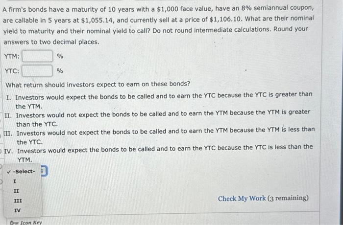 Solved A firm's bonds have a maturity of 10 years with a | Chegg.com