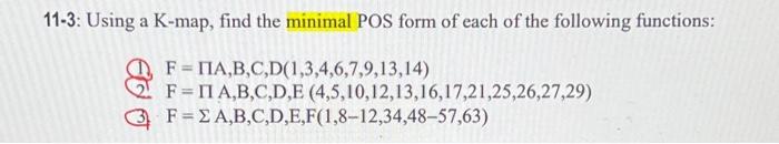 Solved -3: Using a K-map, find the minimal POS form of each | Chegg.com