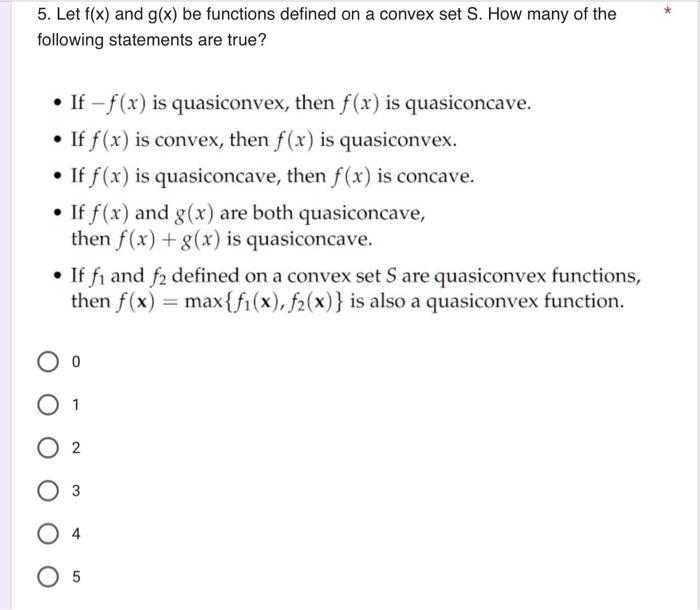 Solved 5. Let f(x) and g(x) be functions defined on a convex | Chegg.com