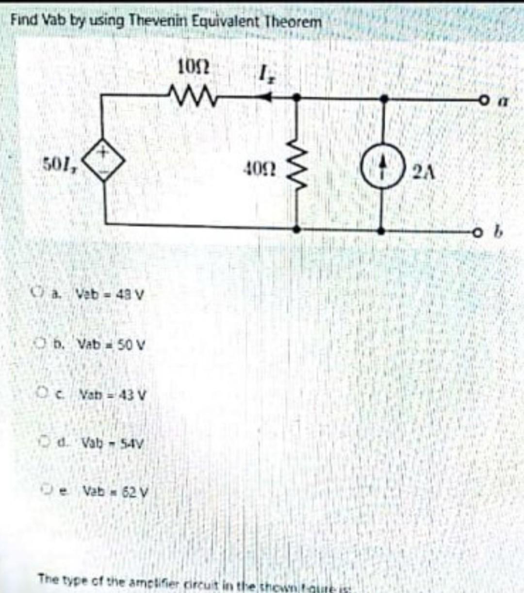 Solved Find Vab By Using Thevenin Equivalent Theorem 1052 1 Chegg