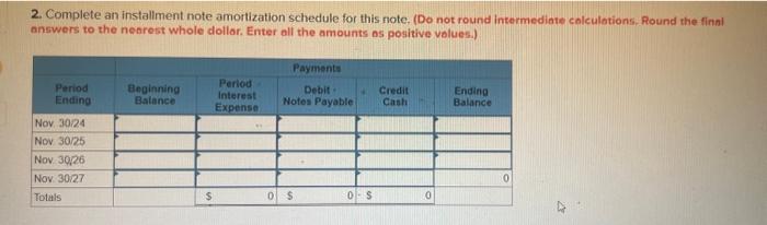 Solved 2. Complete an installment note amortization schedule | Chegg.com