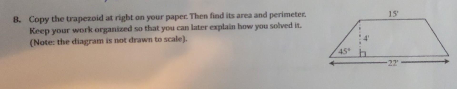 Solved 8. Copy the trapezoid at right on your paper. Then | Chegg.com