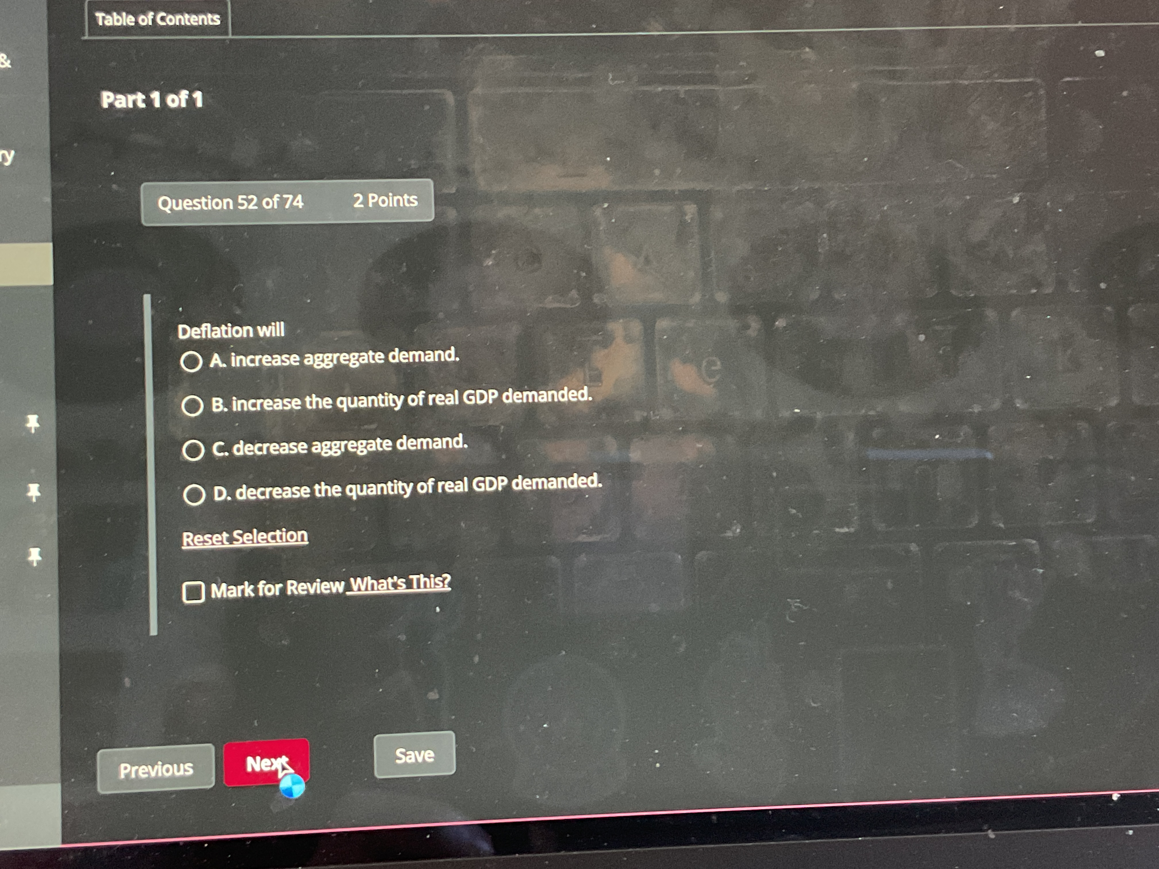 Solved Part 1 ﻿of 1Deflation willA. increase aggregate | Chegg.com