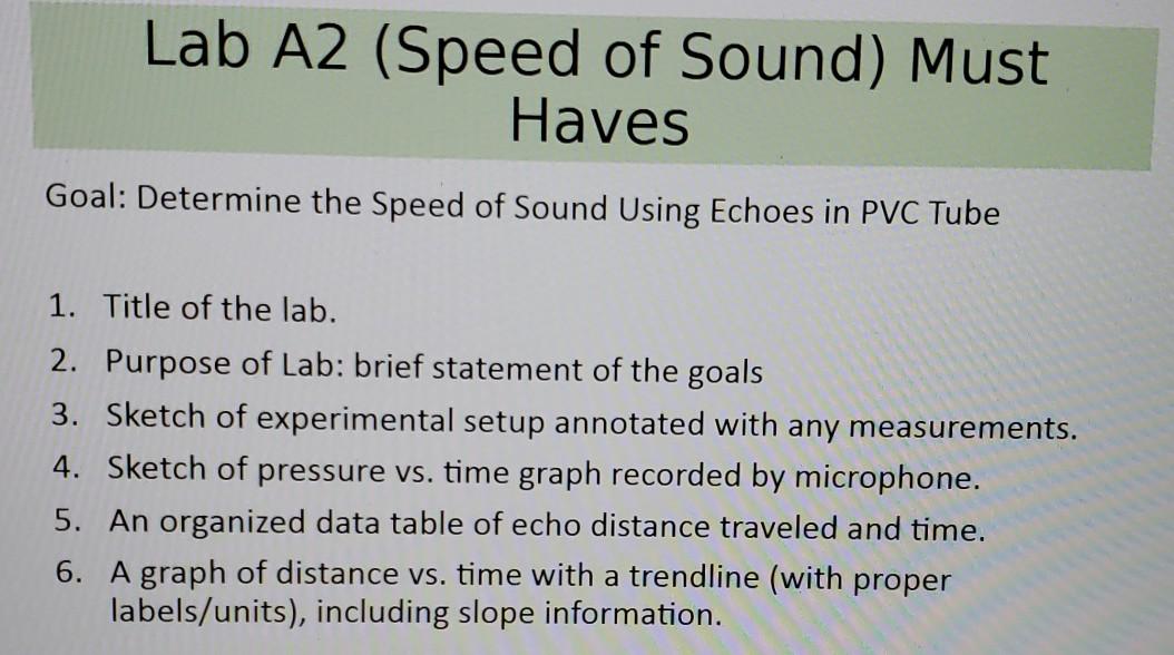 Solved Lab A2: Speed of Sound Using Echoes Goal: Determine | Chegg.com