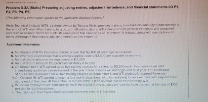 Solved Problem 3-3A (Static) ﻿Preparing adjusting entries, | Chegg.com