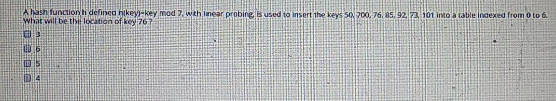 Solved A hash function h defined nickey-key mod 7. with | Chegg.com