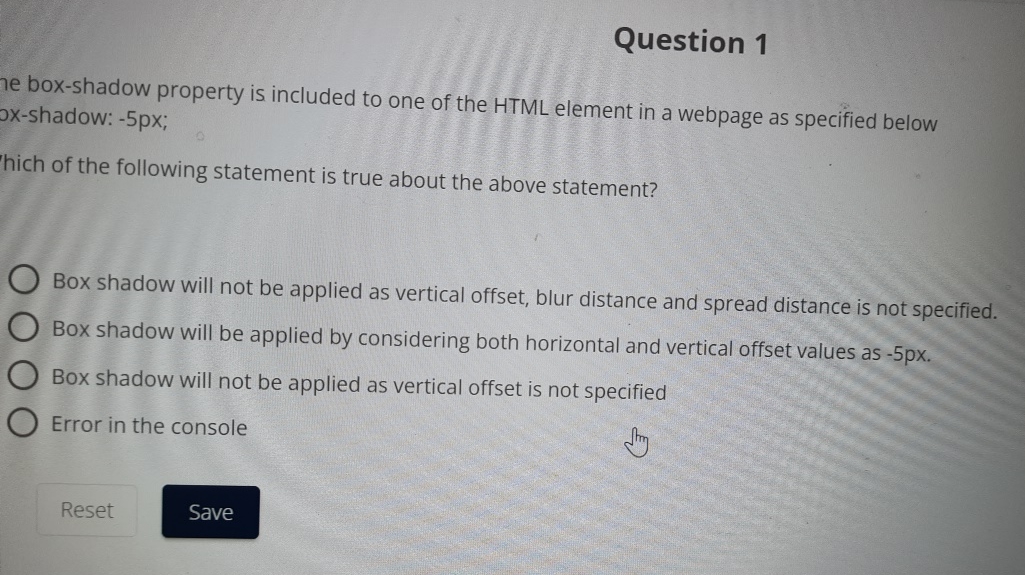 Solved Question 1רe box-shadow property is included to one | Chegg.com