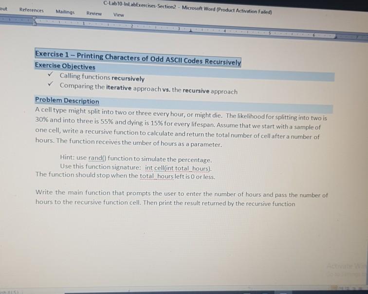 Solved out References C-Lab 10-inlabExercises-Section2 - | Chegg.com
