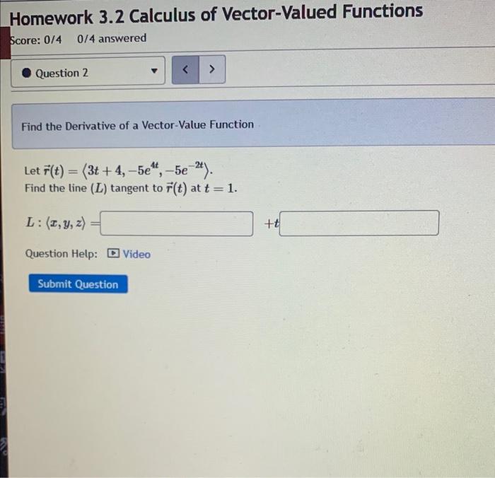 Solved Homework 3.2 Calculus of Vector-Valued Functions | Chegg.com