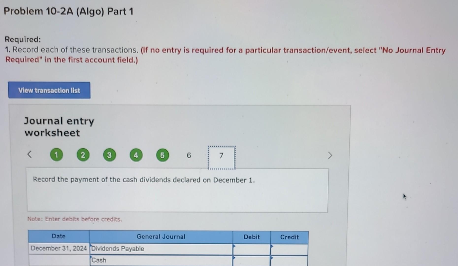 Solved Required information Problem 10-2A (Algo) Record | Chegg.com