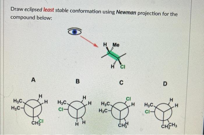 Solved Draw eclipsed least stable conformation using Newman | Chegg.com