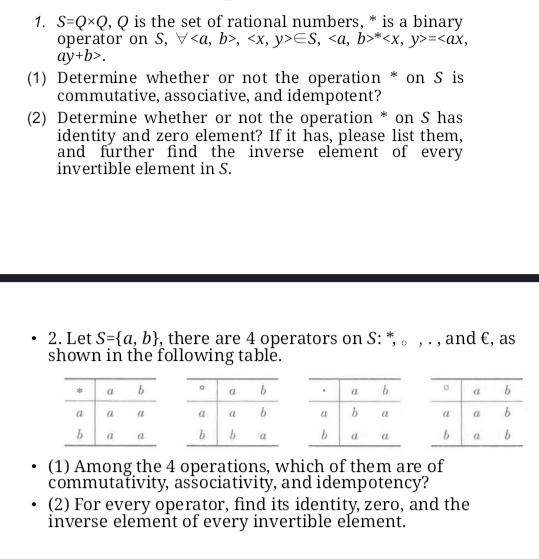Solved S=Q×Q,Q ﻿is the set of rational numbers, * ﻿is a | Chegg.com