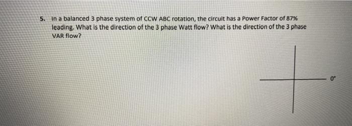 Solved 5. In a balanced 3 phase system of CCW ABC rotation, | Chegg.com
