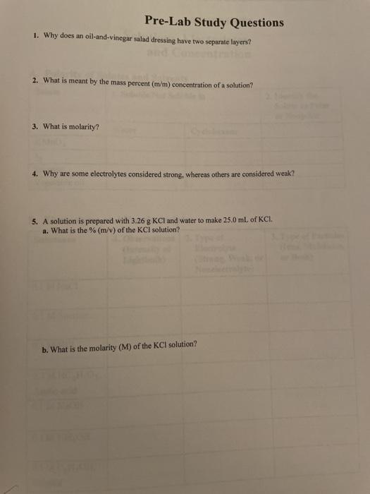 Solved Pre-Lab Study Questions 1. Why does an | Chegg.com