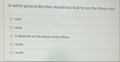 Solved In which general direction should you look to see the | Chegg.com
