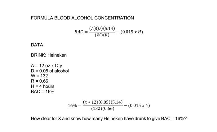 Solved Toxicology Forensic BLOOD ALCOHOL CONCENTRATION How | Chegg.com
