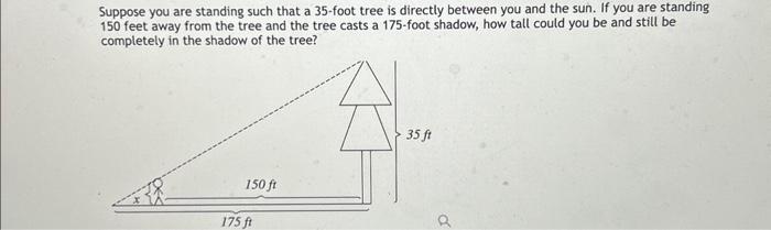 Suppose you are standing such that a 35 -foot tree is | Chegg.com