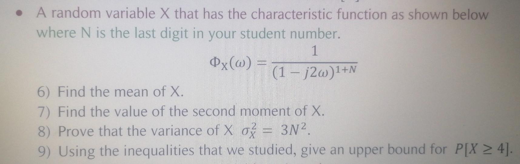 Solved A random variable X that has the characteristic | Chegg.com