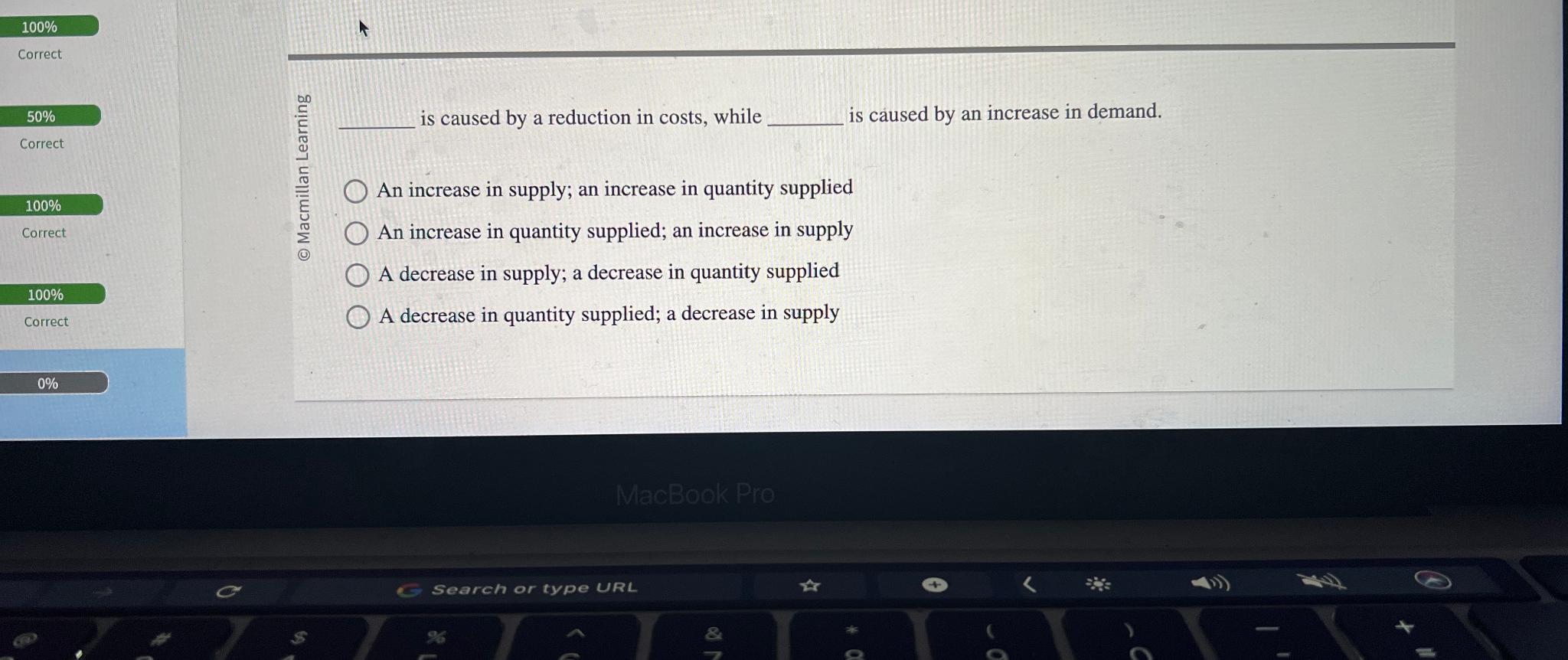 Solved 100%Correctis caused by a reduction in costs, while | Chegg.com