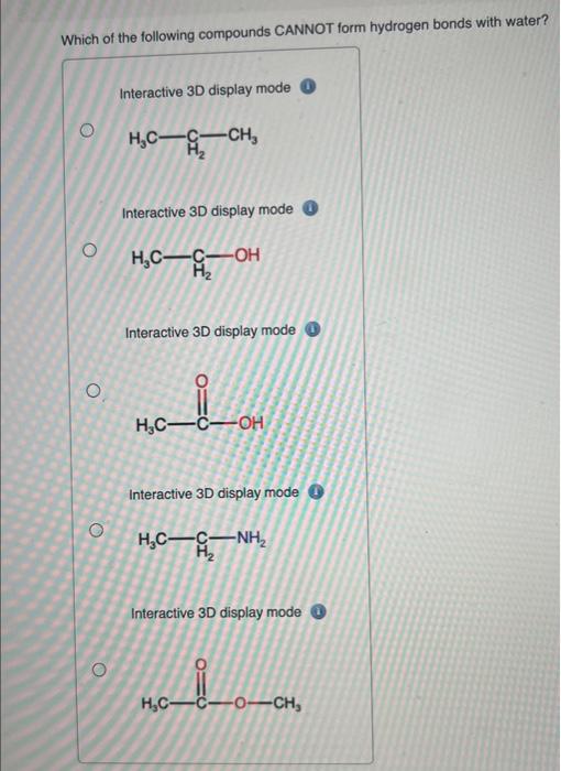 Solved Which of the following compounds CANNOT form hydrogen | Chegg.com