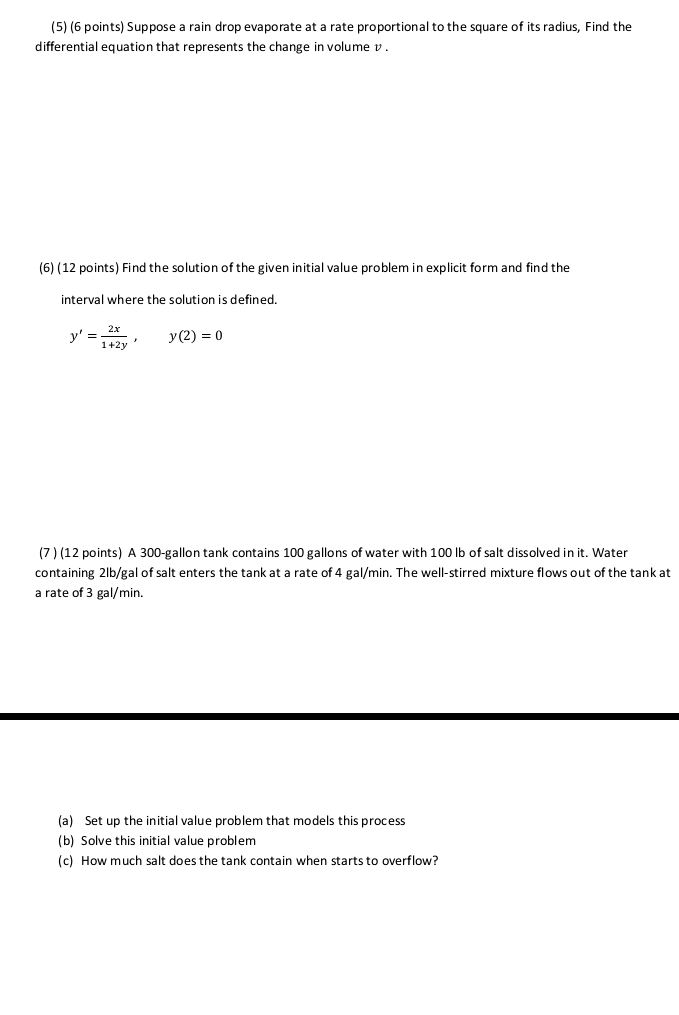 Solved (5) (6 ﻿points) ﻿Suppose a rain drop evaporate at a | Chegg.com