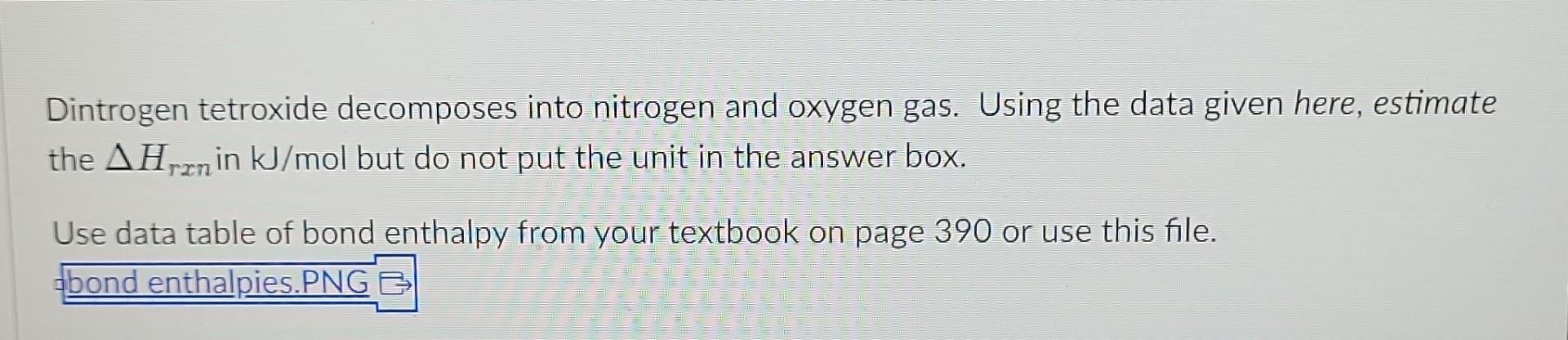 Solved Dintrogen tetroxide decomposes into nitrogen and | Chegg.com