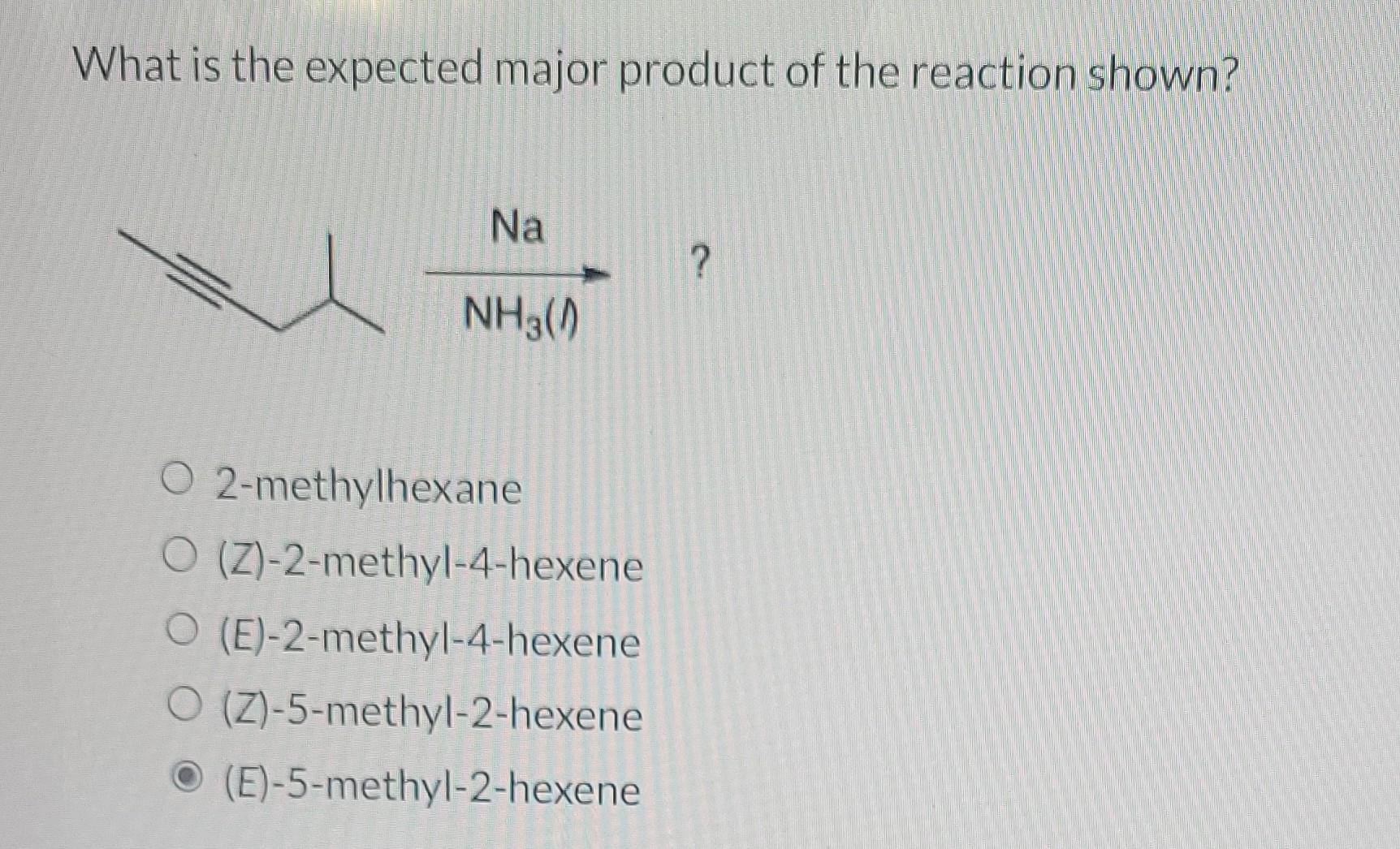 Solved what is the expected major product of the reaction | Chegg.com