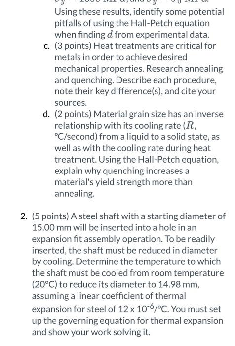Solved 1. The Hall-Petch equation is an | Chegg.com