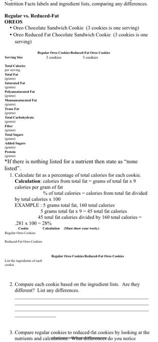 Regular vs. Reduced-Fat OREOS - Oreo Chocolate | Chegg.com