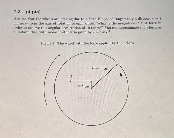 Solved A car's wheels have a radius of R=40 cm and mass of | Chegg.com