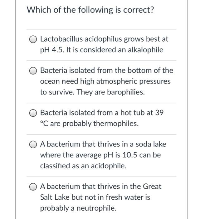 Solved Which of the following is correct? Lactobacillus | Chegg.com