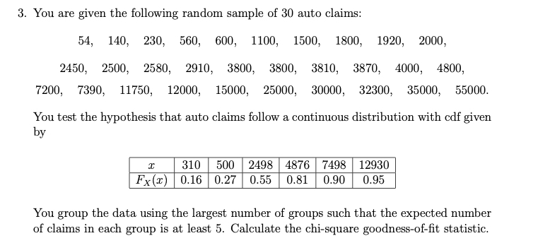Solved You are given the following random sample of 30 ﻿auto | Chegg.com