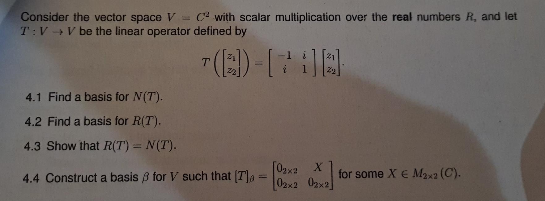 Solved Consider the vector space V C2 with scalar | Chegg.com